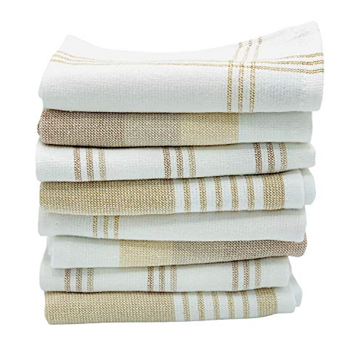 The Accented Co. Dish Cloths, Set of 8 - Absorbent, Fast Drying Dish Towels - Turkish Cotton with Hanging Loop (12x12 inches)(Beige Tan Brown)