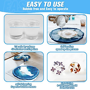 Teexpert Epoxy Resin Crystal Clear: 34oz Epoxy Resin kit 3X Yellowing Resistant Fast Curing for Casting Coating Art DIY Craft Jewelry Wood Table - 2 Part(17oz Resin and 17oz Hardener)