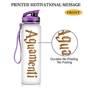 LEADO 32 oz 1 Liter Motivational Tracking Water Bottle with Times to Drink - Aguamenti - Funny Mothers Day, Birthday Gifts for Women, Men, Friends, Coworkers, Mom, Dad, Wife, Husband, Sister