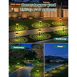 Staffzille Solar Pathway Lights 8 Pack, Solar Lights Outdoor Waterproof IPX5, 200lm Brightness Up to 10 Hours Auto On/Off Decorative Solar Lights for Outside Garden, Landscape, Yard, Patio, Driveway