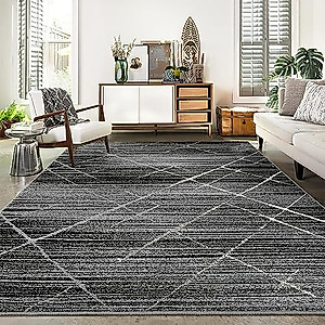 GlowSol 9x12 Area Rugs for Living Room Grey Abstract Rugs Carpet for Bedroom Room with Non-Slip Backing Non-Shedding Stain Resistant, Large Rugs for Dining Room Nursery Home Office