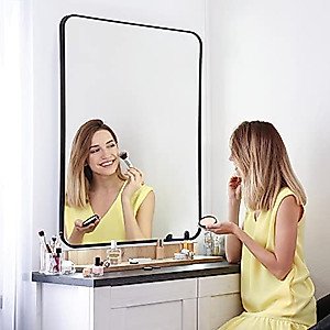 ZenStyle Black Metal Framed Rectangular Wall Mirror 24" x 36" Bathroom Mirror with Peaked Trim for Entryways, Living Rooms, Bathrooms