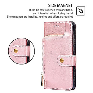 Fansipro Zipper Wallet Folio Case for Oppo Reno 2 Z, Premium PU Leather Slim Fit Cover for Reno 2 Z, 3 Card Slots, 1 Transparent Photo Frame Slot, Well Design, Golden