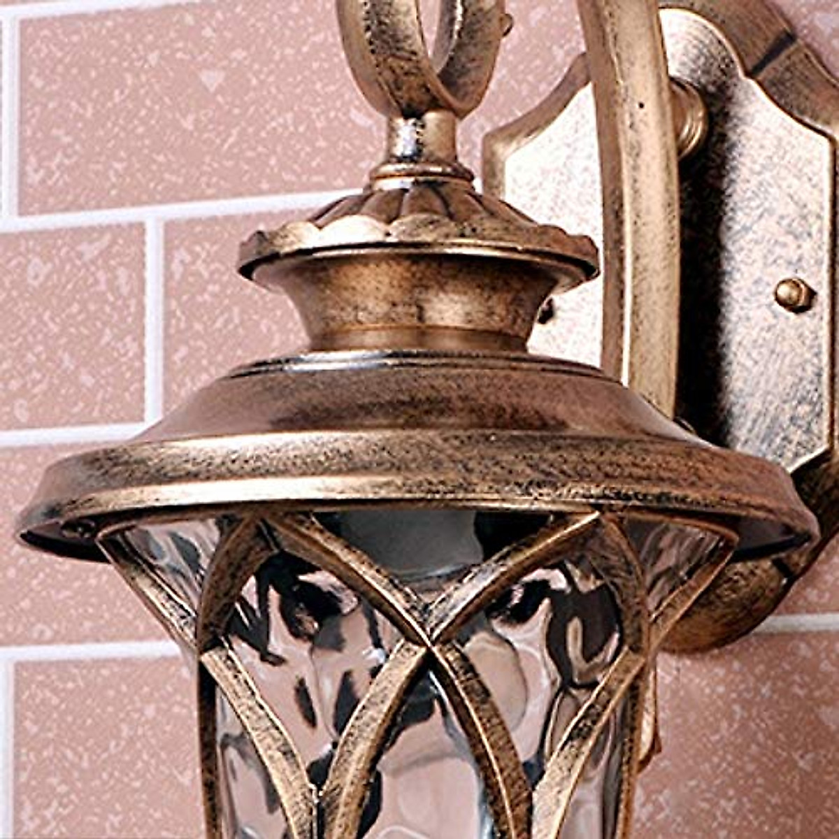 PEHUB Traditional Bronze Outdoor Diecast Aluminium Patterned Glass Wall Mounted IP23 Lantern - Balcony Wall Sconce Courtyard Villa Landscape Light E27 Edison Lamp - Loft Bar Wall Lamp Exterior Light F