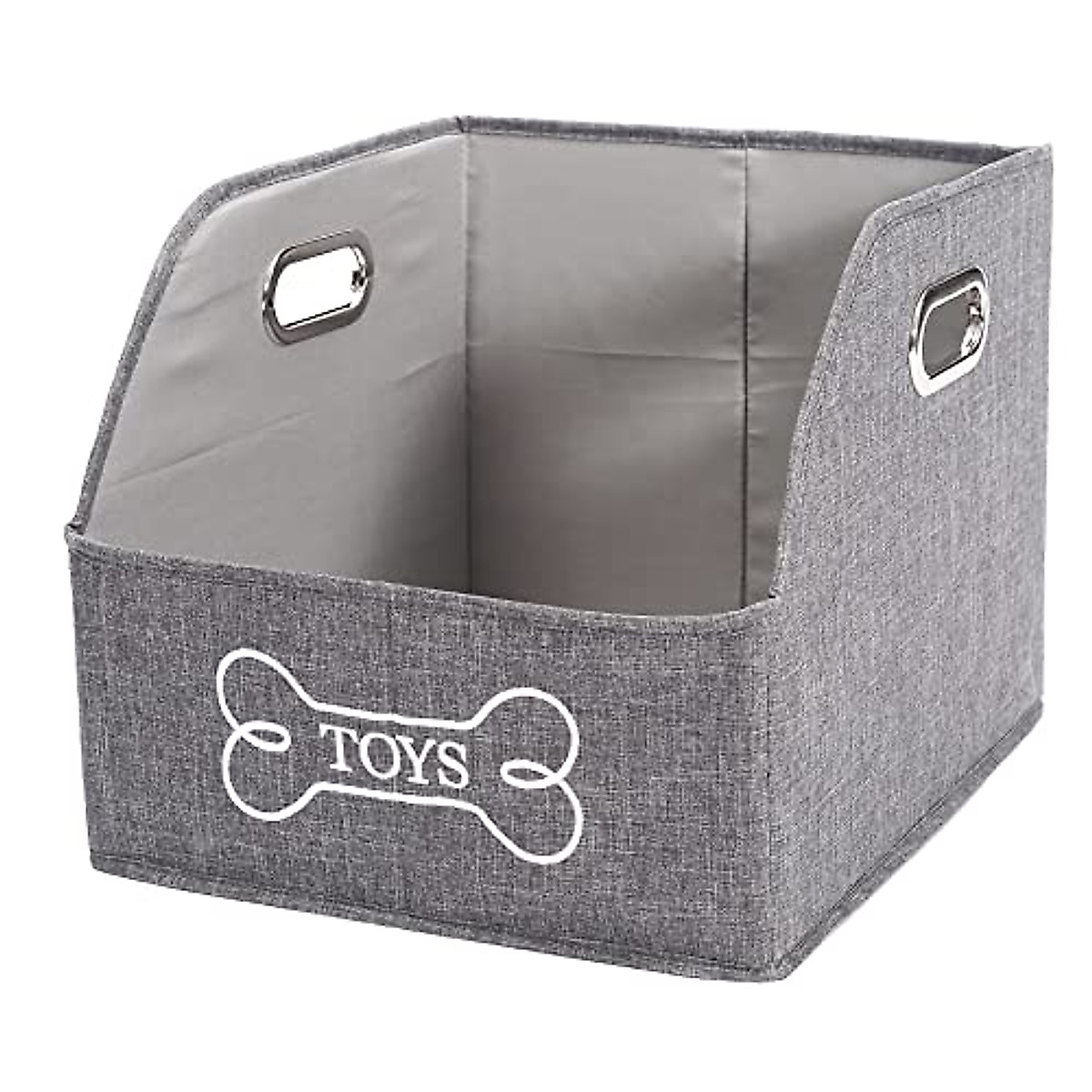 Geyecete Big Dog Toys Storage Bins Canvas Foldable Fabric Trapezoid with metal handles pet Baskets,Storage Bin Large toy box Organizer-Gray