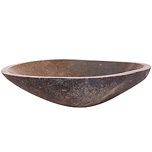 Novatto (NOVB0) Terra Cobblestone Natural Stone Vessel Sink and Brushed Nickel Drain (NOSV-TCBN)