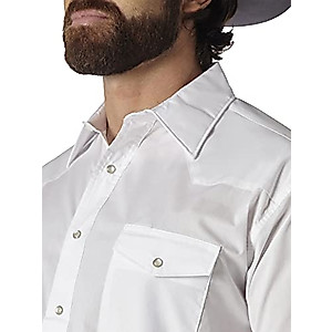Wrangler Men's Sport Western Basic Two Pocket Long Sleeve Snap Shirt, White, X-Large