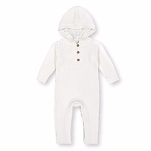 Hope & Henry Layette Baby Long Sleeve Hooded Henley Sweater Romper
