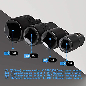 24pcs Impact Extension & Socket Adapter, Mgtgbao Socket Set Extension/ 1/4-Inch Hex Shank Drill Extension | CR-V Steel
