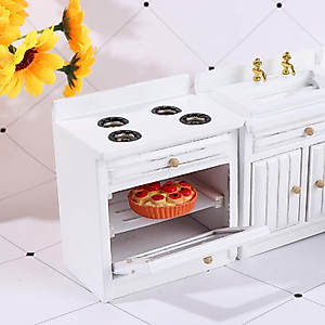 Haomian Dollhouse Kitchen Furniture Kit 1:12 Dollhouse Miniature Furniture Wooden Kitchen Cabinet Fridge Set Kitchen Dining Room Furniture for 1:12 Dollhouse Miniatures Scenes Accessories (C)