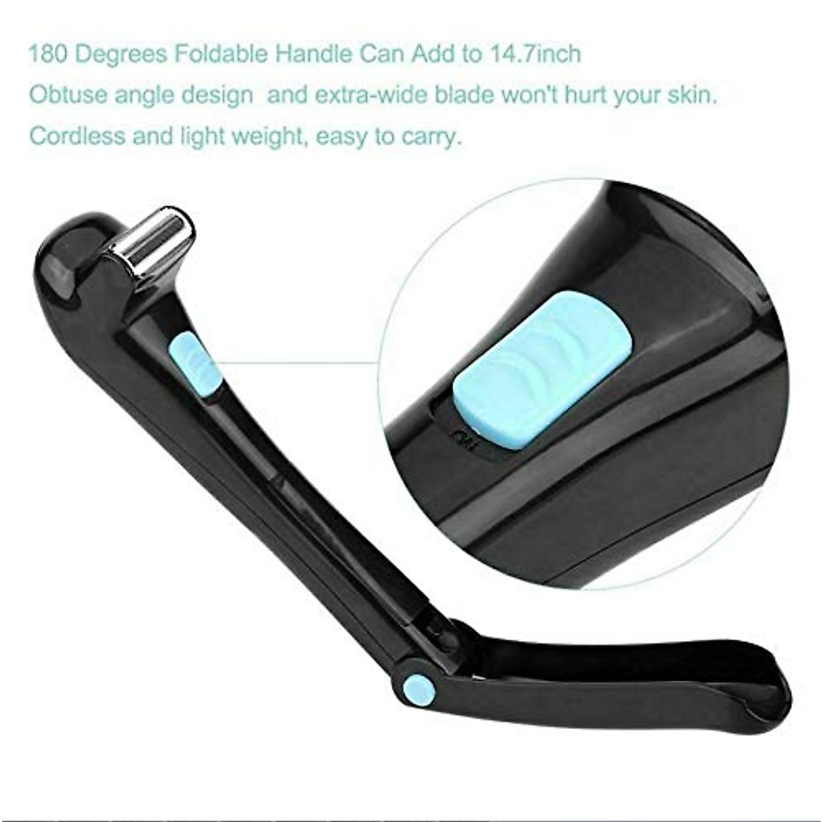 SH-RuiDu Back Hair Shaver, Mens Electric Do-it-Yourself Long Handle Back Hair Shaver, 180 Degrees Foldable & Cordless Design for Men Shaving Groomer Trimmer