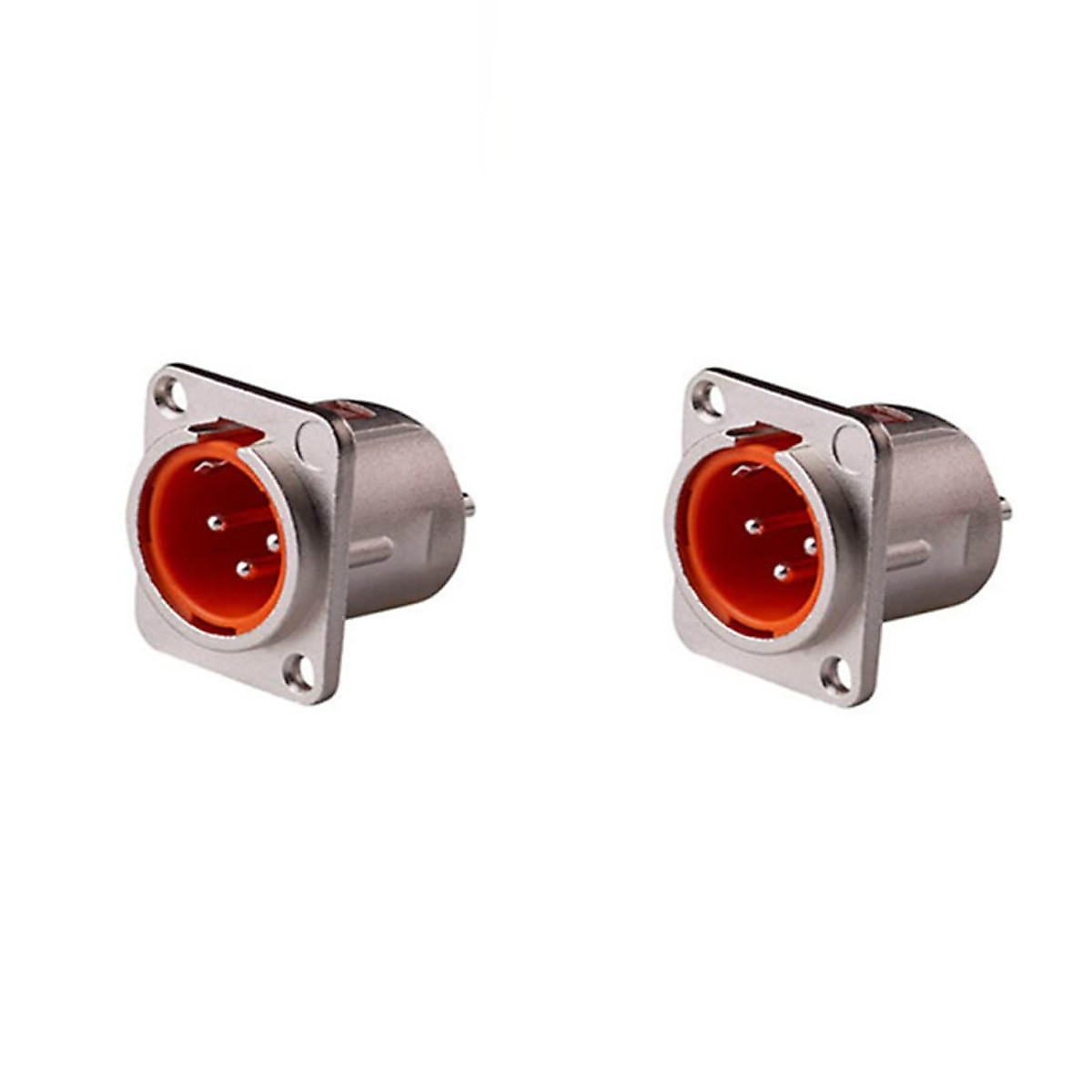 GDQLCNXB XLR Male Jack 3 Pin Panel Mount Jacks,XLR Male Connector 4 Pcs, Silver Metal Housing，Inner Shell Orange.
