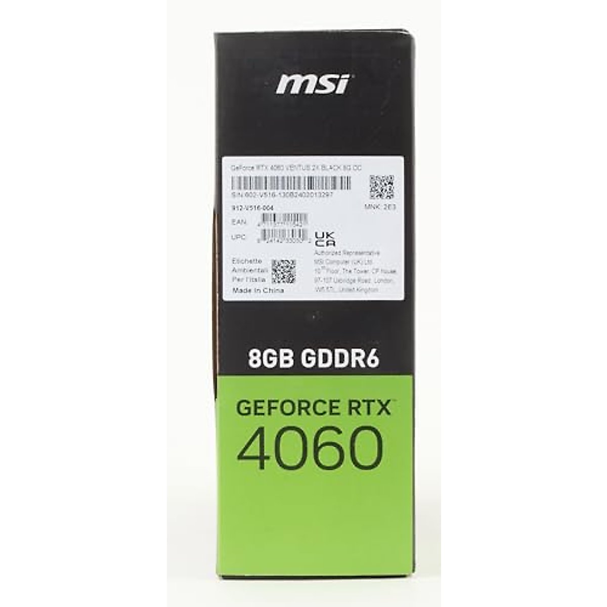 MSI GeForce RTX 4060 Ventus 2X Black 8G OC Gaming Graphics Card - 8GB GDDR6X, PCI Express Gen 4, 128-bit, 3X DP v 1.4a, HDMI 2.1a (Supports 4K & 8K HDR)