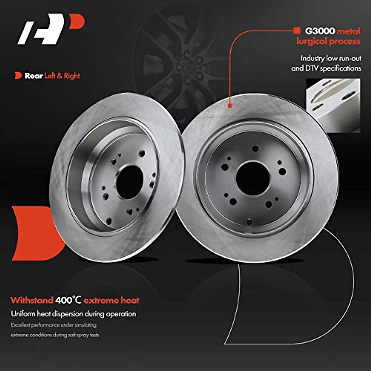 A-Premium 11.99 inch (304.5mm) Front Solid Disc Brake Rotors + Ceramic Pads Kit Compatible with Select Acura and Honda Models - RDX 2010-2018, CR-V 2005-2016, 6-PC Set