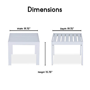 Elle Decor Paloma Outdoor Patio Furniture Collection in Weather-Resistant Metal Frame Patio, Side Table, White