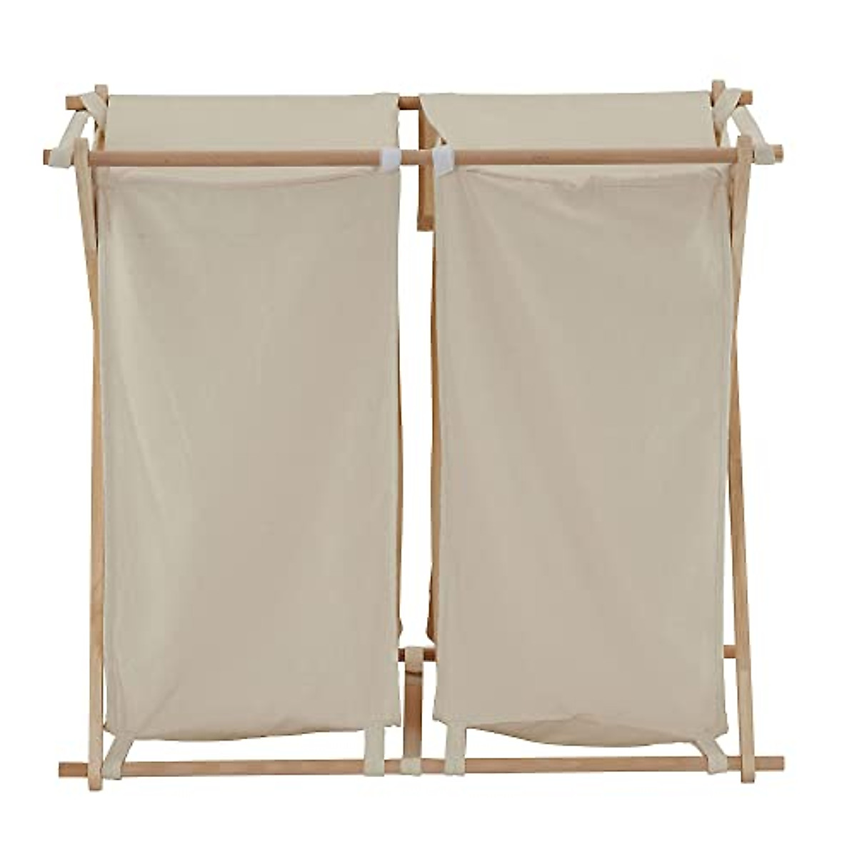 Household Essentials 6786-1 Collapsible Double X-Frame Laundry Hamper Sorter with Fold Over Lid , White