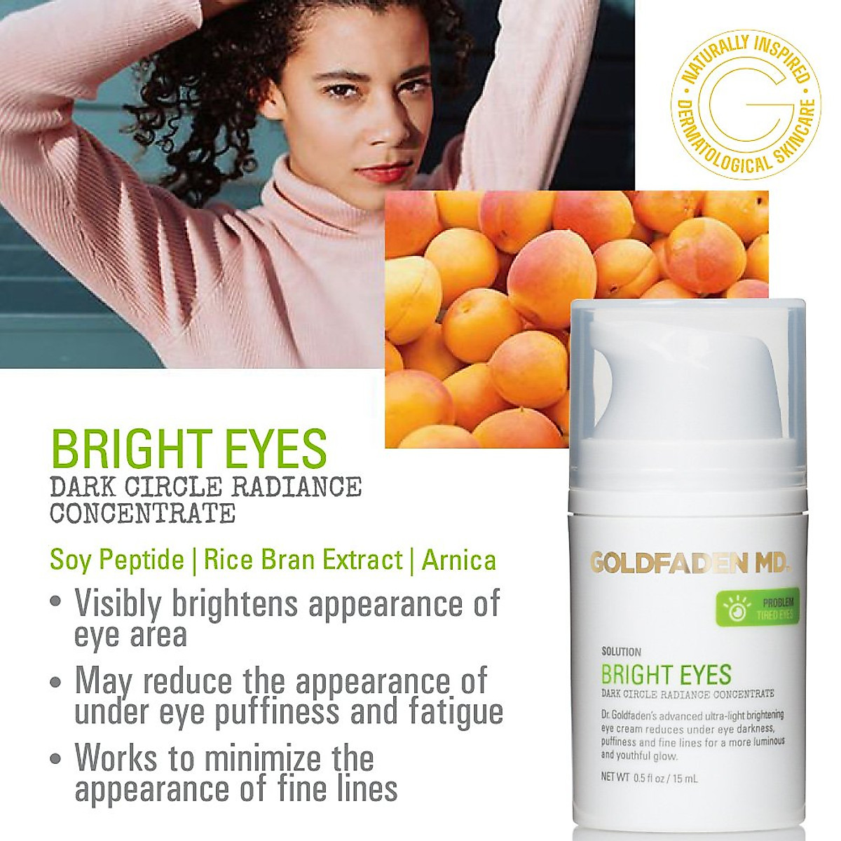 Bright Eyes Dark Circle Concentrate Brightening Eye Cream w/Soy Peptide, Rice Bran Extract & Arnica | May Reduce Under Eye Darkness, Puffiness & Fine Lines 0.5 fl. oz.