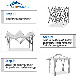 SlowSnail Outdoor Pop Up Gazebo, 13' x 13' Instant Sun Shelter Canopy Tent, Brown
