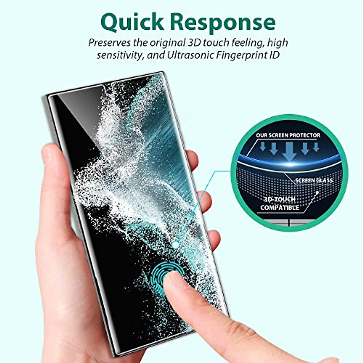 EGV [3 Pack] Screen Protector for Samsung Galaxy S22 Ultra 5G, 3D Curved Full Coverage Soft TPU Film [Support Fingerprint Reader] Scratch-proof [Alignment Tool] S22 Ultra Screen Protector Transparent