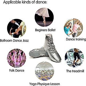 MSMAX Women Jazz Dance Shoes Dancing Ankle Boots for Men Silver 11 M US Women