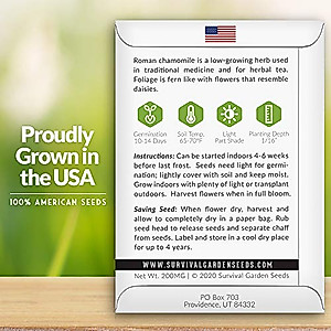 Survival Garden Seeds - Roman Chamomile Seed for Planting - Packet with Instructions to Plant and Grow Calming Medicinal Herbs in Your Home Vegetable Garden - Non-GMO Heirloom Variety