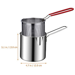 Stainless Steel Deep Frying Pot: Small Deep Fryer Japanese Tempura Fish Fry Pan with Basket Deep Fryer Pot Perfect For Frying Fish Shrimp