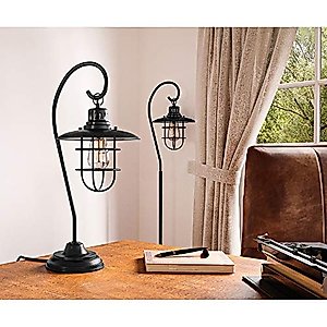 Lite Source LS-21456D/BRZ Lanterna Ii Table Lamp, 10" x 9" x 23"