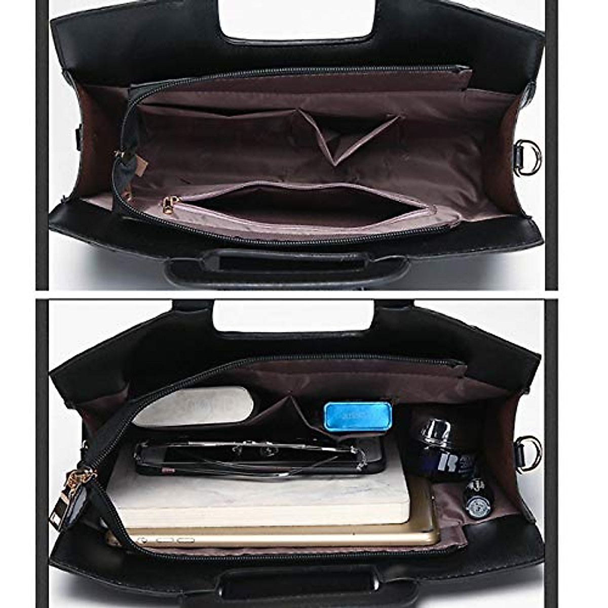 ZLMBAGUS Women Vintage Flap Tote Top Handle Satchel Handbags PU Leather Clutch Purse Alligator Print Casual Messenger Shoulder Crossbody Bag Z-Brown