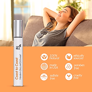 Artnaturals Coast to Coast - Roll On Perfume - Rollerball Fragrance - Mandarin Zest & Driftwood Scent - .33 oz