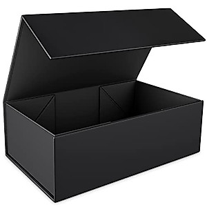RYDDOY Black Gift Box, 9.5x6x3'' Gift boxes for Presents with Lids Magnetic Closure Rectangle Collapsible for Groomsman Proposal Box, Wedding, Christmas, Halloween, Birthday Gift Packging