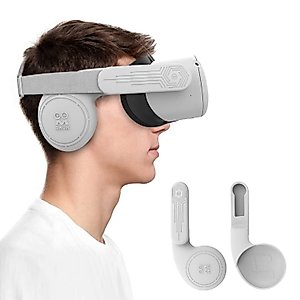 AMVR Silicone Ear Muffs for Meta Quest 2 VR Headset to Enhanced Headset Sound, for Quest 2 Accessories Headphone Extension Cover (Gray, 1 Pair)