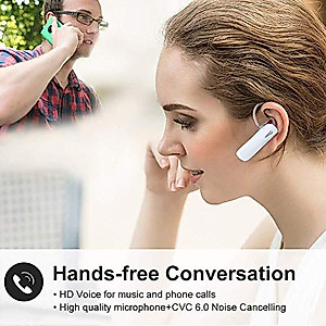 Tihebeyan 1 PC Portable Business Earhook Headphones Noise Cancelling True Wireless Bluetooth Headset(White)
