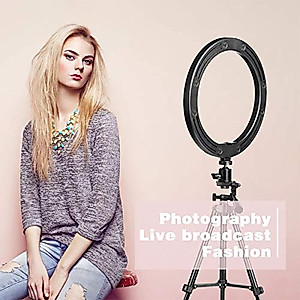LED Ring Light 10" with Tripod Stand & Phone Holder for Live Streaming & YouTube Video, Dimmable Desk Makeup Ring Light for Photography, Shooting with 3 Light Modes & 10 Brightness Level