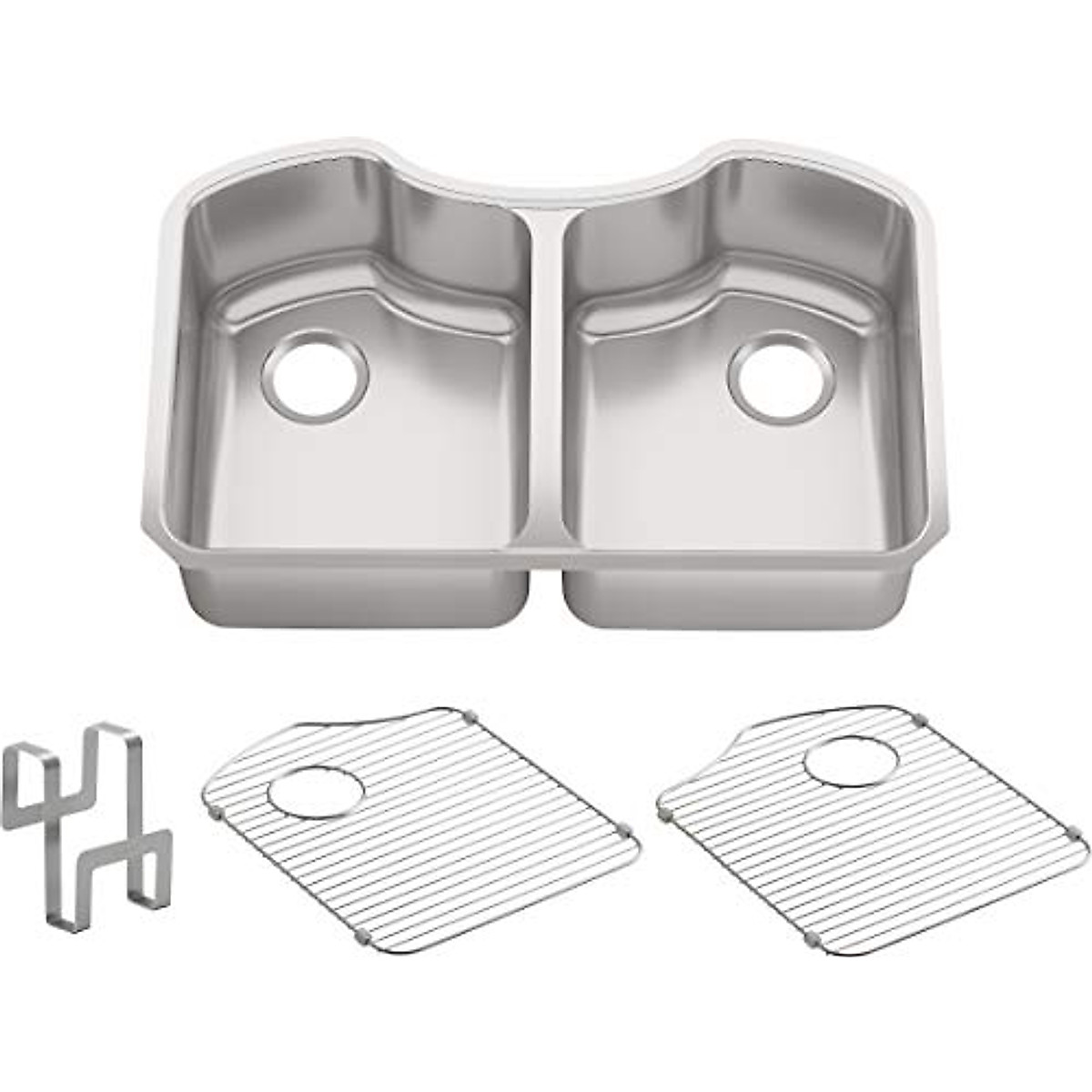 Octave(R) 3843-NA 32" x 20-1/4" x 9-5/16" under-mount double-equal stainless steel Kitchen Sink, 9.31 x 20.25 x 32.00 inches