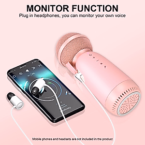 Aokeo Wireless Microphones Bluetooth Speaker, Wireless Karaoke Mic for Kids Children Mic for Singing Portable Karaoke Machine Mic,Home Birthday Party(Pink)