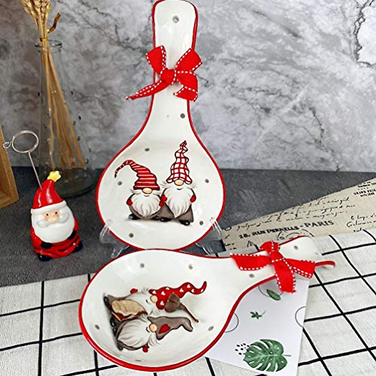 2pcs Christmas Spoon Rest Ceramic Chopsticks Holder Table Decorations Christmas House Warming Gift