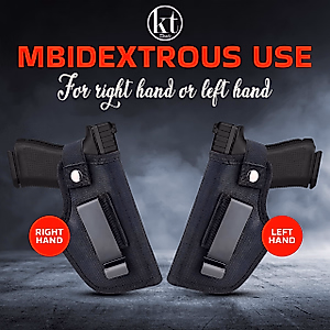 Universal Gun Holster for Men & Women, IWB/OWB Waist Belt Pistol Holster for Glock 380 9mm Gun Holster for Concealed Carry Handgun Right/Left Hand Draw (Black)