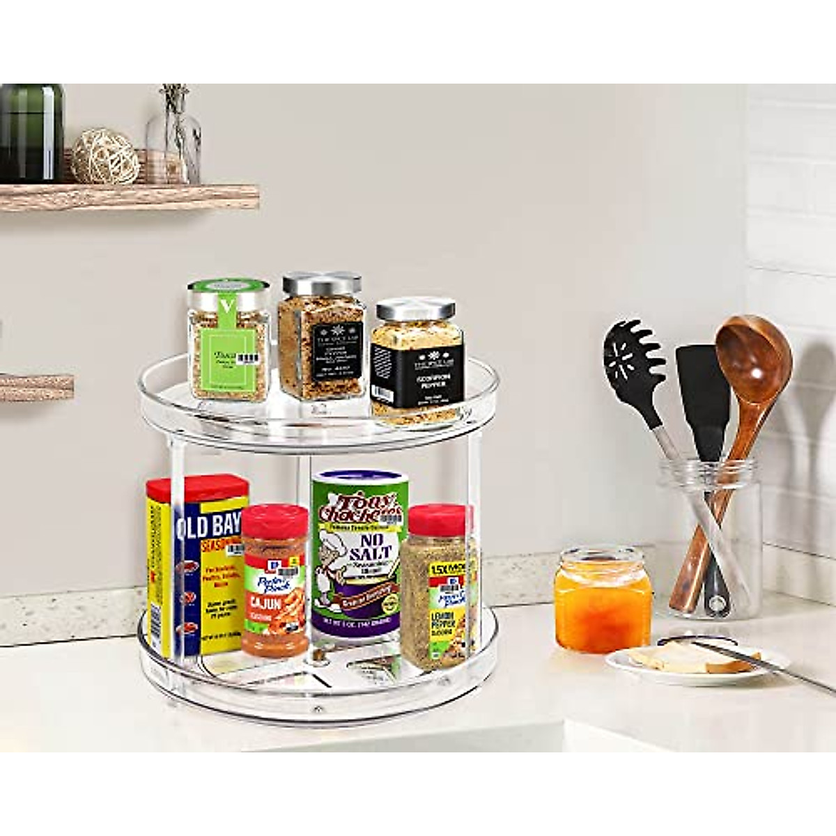 2 Tier Lazy Susan Bathroom Organizer with 2 Pack Lazy Susan