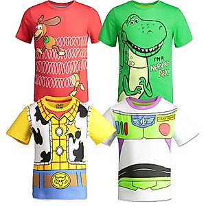 Disney Pixar Toy Story Buzz Lightyear Woody Rex Slinky Dog Little Boys 4 Pack T-Shirts Multi 5