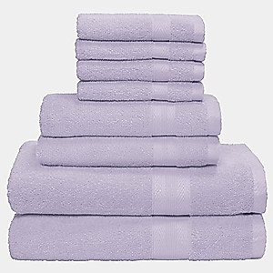 BOUTIQUO 8 Piece Towel Set 100% Ring Spun Cotton, 2 Bath Towels 27X54, 2 Hand Towels 16X28 and 4 Washcloths 13X13 - Ultra Soft Highly Absorbent Machine Washable Hotel Spa Quality - Purple