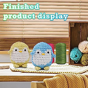 UOOU Soft Yarn for Crocheting, 250g/8.81oz Crochet Yarn, 328 Yards Yarn for Crocheting Knitting with Stitch Markers, Blunt Needles Chunky Thick Cotton Nylon Blend Yarn for Crocheting Beginner-Blue