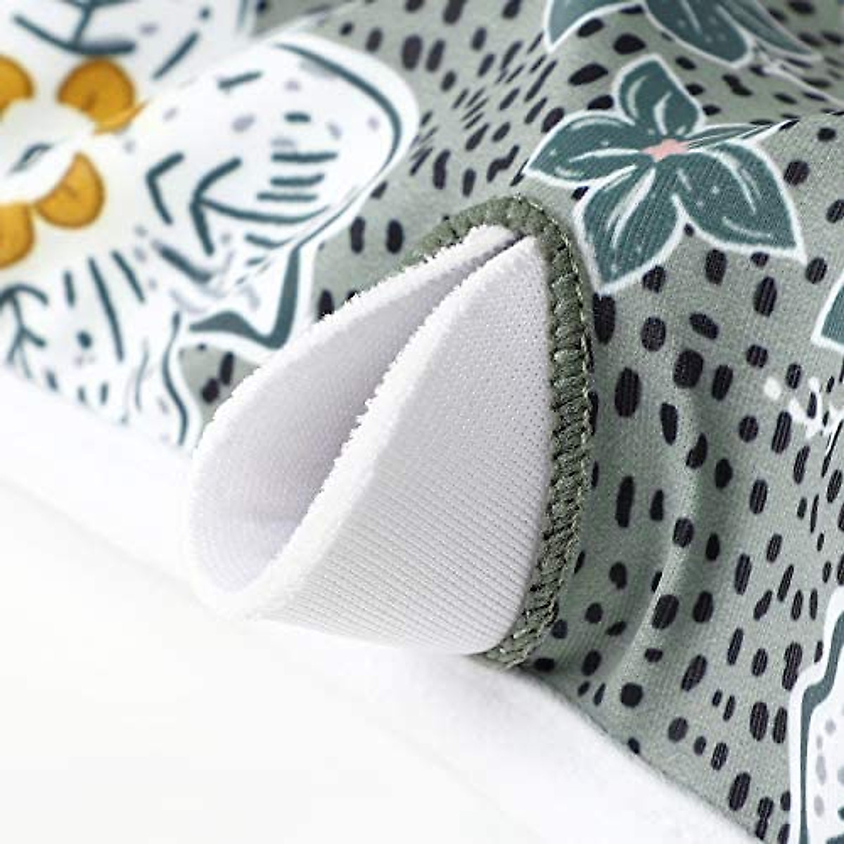 OMKAGI Women Bandeau Swimsuit Plant Floral Cheeky High Cut Thong Bikini Set(M,Green Floral-4405)