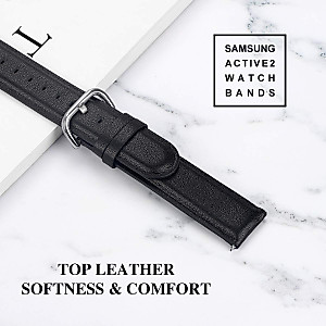 Compatible for Popglory Smartwatch Band, Youkei Genuine Leather Replacement Strap Watchband Compatible for Popglory P22 / Donerton Smartwatch / FirYawee Smartwatch / Virmee VT3 / itouch air 3 40mm (Black)