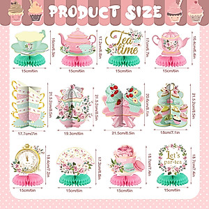 Liliful 12 Pcs Tea Party Decorations Floral Teapot Cake Tea Party Honeycomb Centerpieces Princess Tea Party Supplies Table Tea Party Decor for Birthday Baby Shower Wedding Favors Girls Women