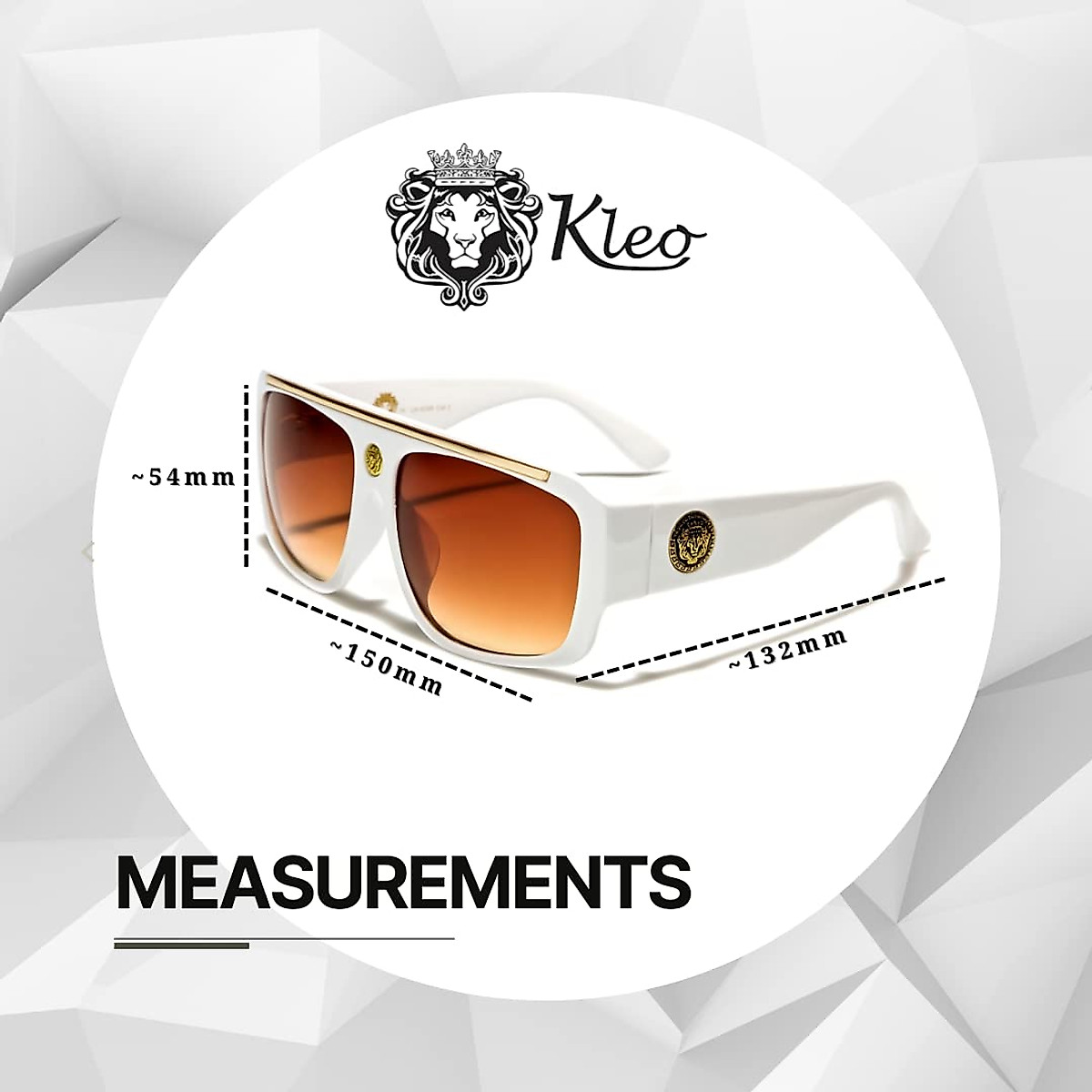 White & Gold Kleo Flat Top Hip Hop Rapper Retro Aviator Sunglasses w/ Brown Lenses