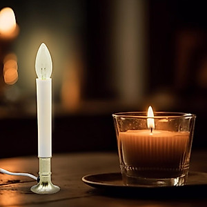 Creative Hobbies® Electric Window Candle Lamp with Brass Plated Base, On/Off Switch, Light Bulb, Ready to Use!