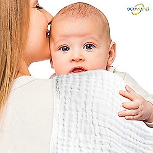 Muslin Burp Cloth for Baby Boys and Girls (6 Pack) | Cotton Newborn Essential Must Have Item | White Unisex Design | Super Soft and Absorbent Burping and Spit Up Cloths | Multi Use Baby Shower Idea