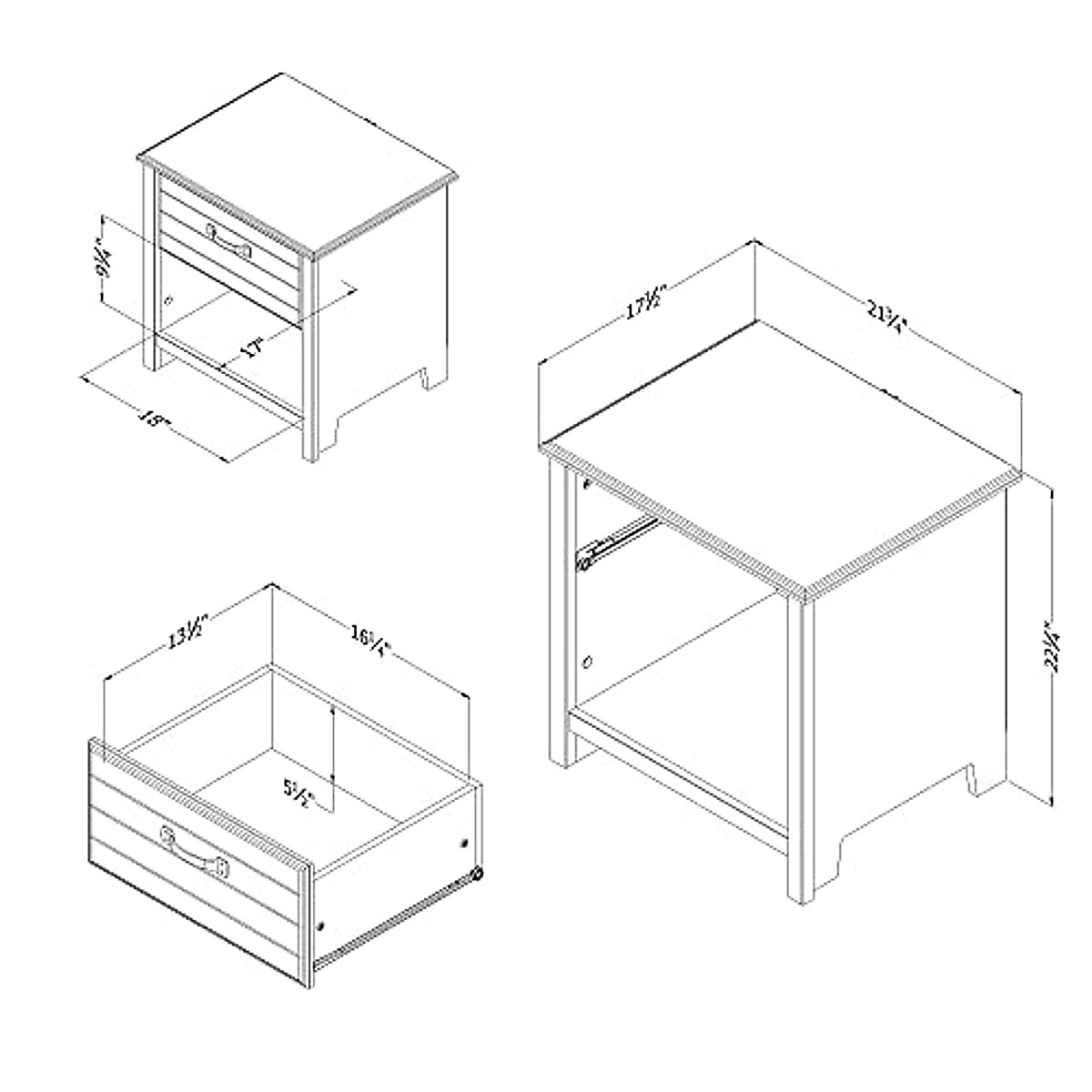 South Shore Ulysses 1-Drawer Nightstand Fall Oak