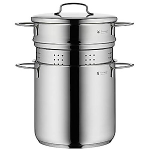 WMF 0718826040 18 cm Mini Pasta Cooker with Lid Insert, 18cm, Silver Colours