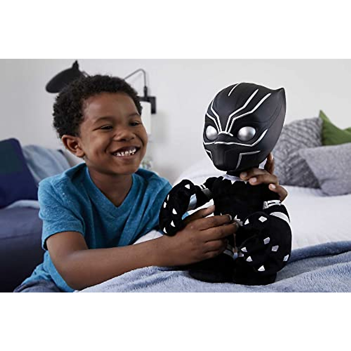 ?Marvel Black Panther Heart of Wakanda Plush Figure with Lights and Sounds, Soft Doll for Fans and Collectors